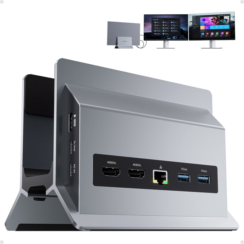 PULWTOP 11 in 1 USB C Docking Station Dual Monitor, Vertical Laptop Do