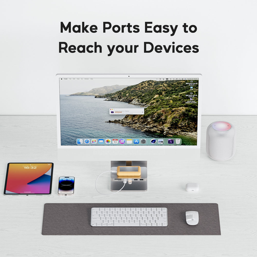 PULWTOP USB C Shelf Hub For iMac 24" M1/M3/M4 & Apple Display Studio