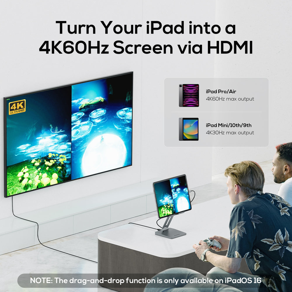 PULWTOP 6-in-1 USB-C-Hub mit faltbarem Tablet-Halter, geeignet für Pad
