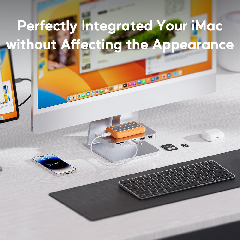 PULWTOP USB C Shelf Hub For iMac 24" M1/M3/M4 & Apple Display Studio