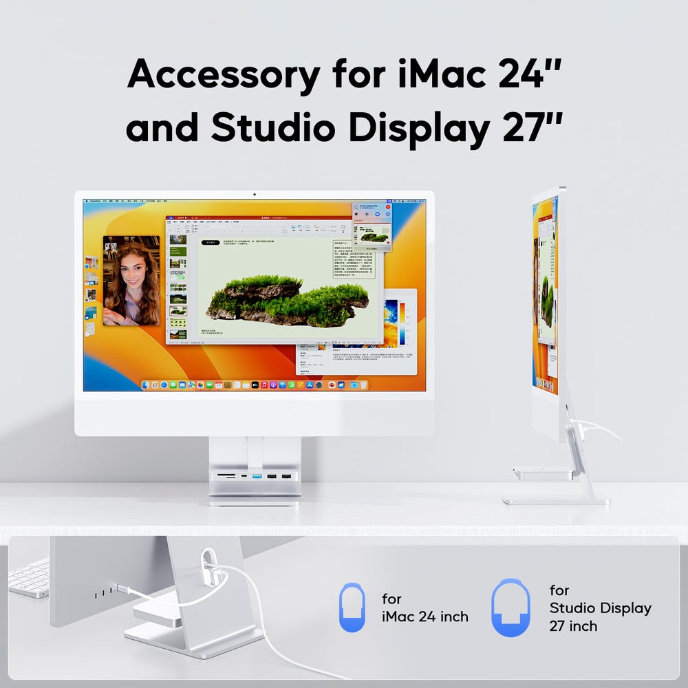 PULWTOP USB C Shelf Hub For iMac 24" M1/M3/M4 & Apple Display Studio