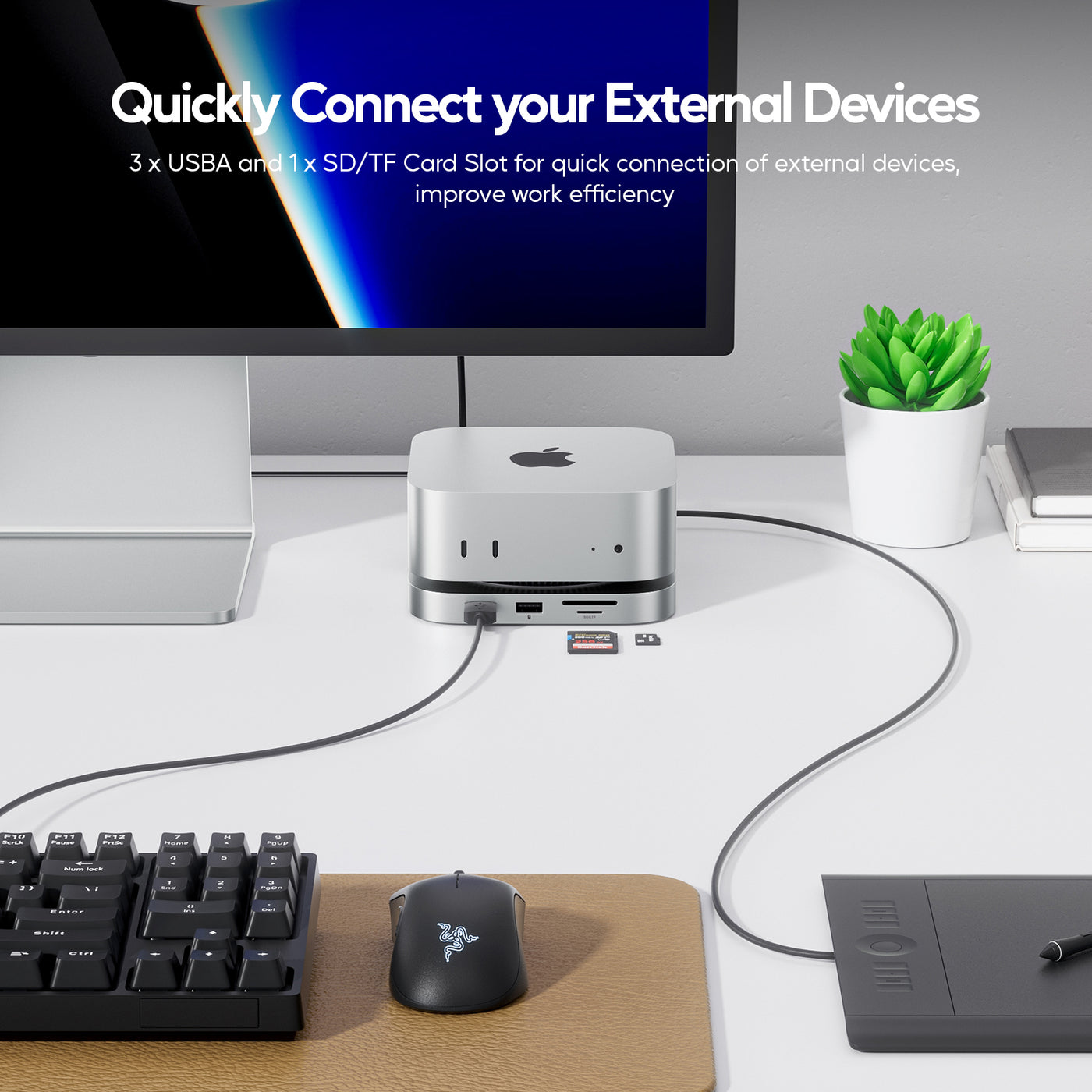 PULWTOP Mac Mini M4 Hub Stand with M.2 SSD Enclosure, 9-in-1 Mac Mini