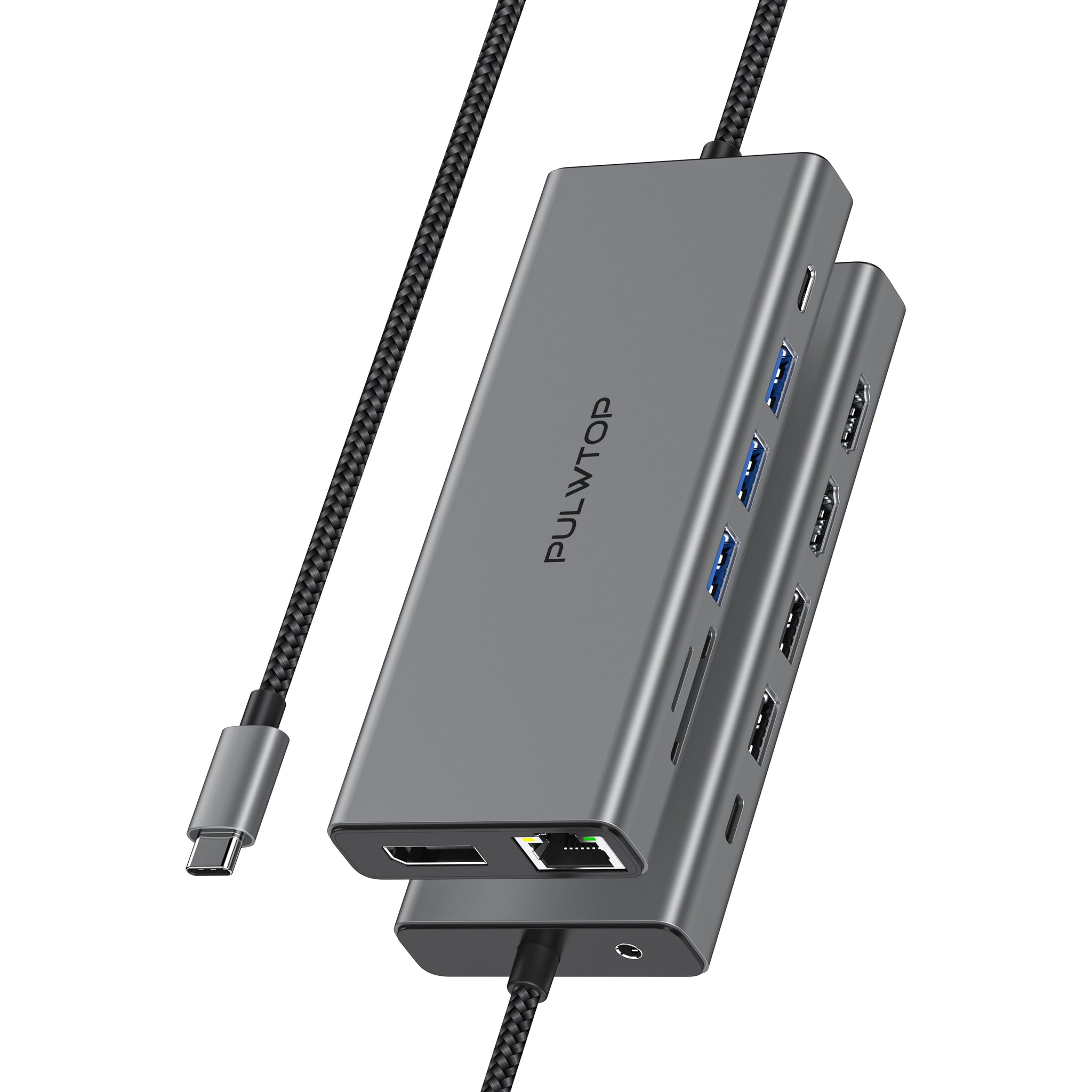 PULWTOP 14 in 1 USB C Docking Station Triple MST Monitor For Windows O